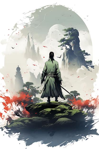 Premium Photo Tshirt Design Of Chinese Martial Artist In A Graceful