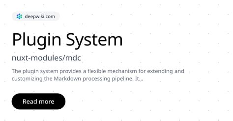 Plugin System Nuxt Modulesmdc Deepwiki