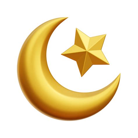 D Crescent Moon Star Png