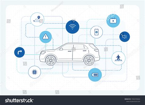 Selfdriving Car Illustration Autonomous Driving Technology Stock Vector