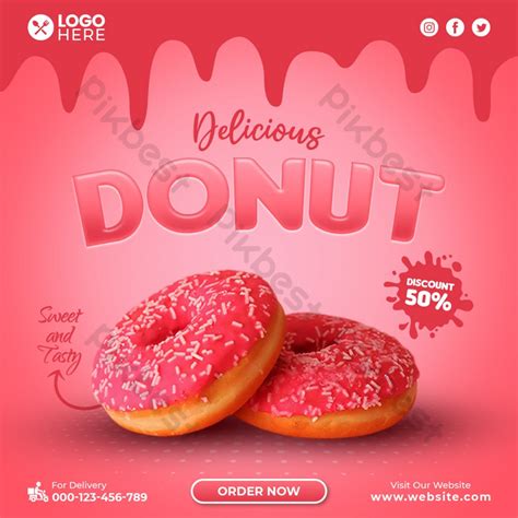 Delicious Donut Social Media Post Template Design Psd Free Download