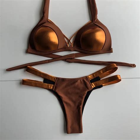 Бикини на завязках пуш ап сексуальный Bronzing Холтер купальник для женщин купальник