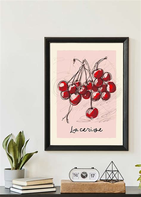 La Cerise Cherries Abstract Drawing Print Inkanddrop