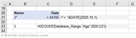 Excel Tables Specifying Criteria