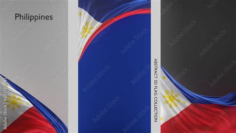 Abstract Philippines Flag D Render D Artwork Stock Illustration
