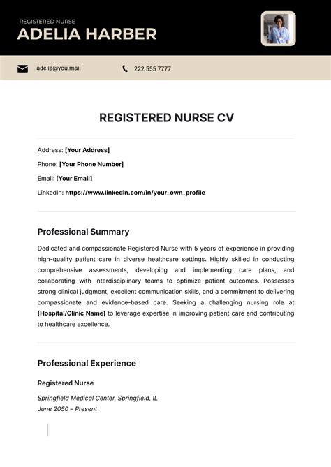 Free Community Nurse Cv Template To Edit Online