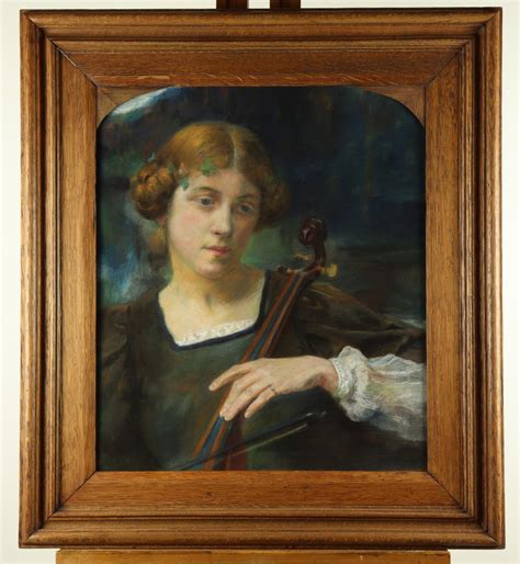 Proantic Young Woman Playing A String Instrument By Edgard Maxence