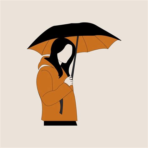 Premium Vector Girl Holding An Umbrella In The Rain On A Rainy Day