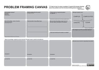 Problem Framing Canvas Handbook Pdf Arts And Crafts Hobbies Interests