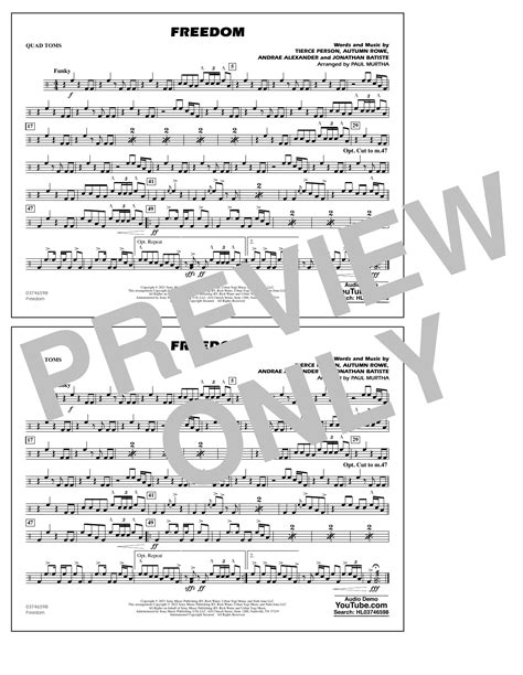 Freedom Arr Paul Murtha Quad Toms By Jon Batiste Sheet Music For