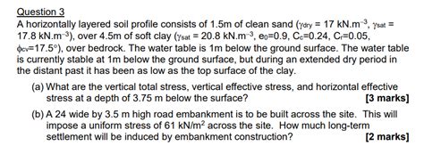 Solved Question 3 A Horizontally Layered Soil Profile Chegg