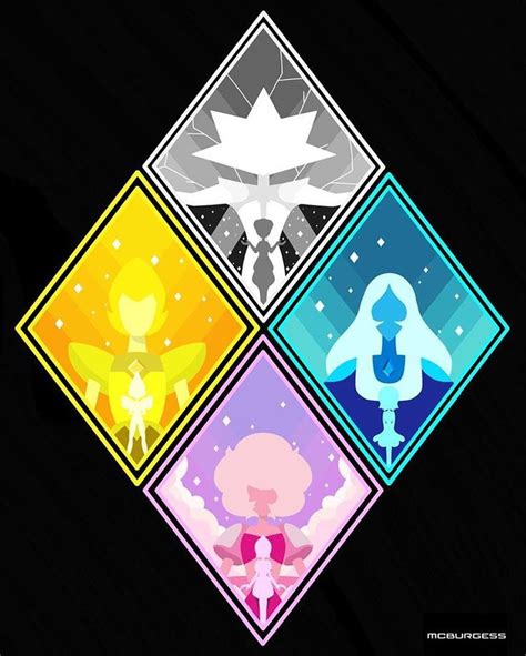 Diamond White Pink Blue Yellow Crystal Gems Steven Universe Fan Art