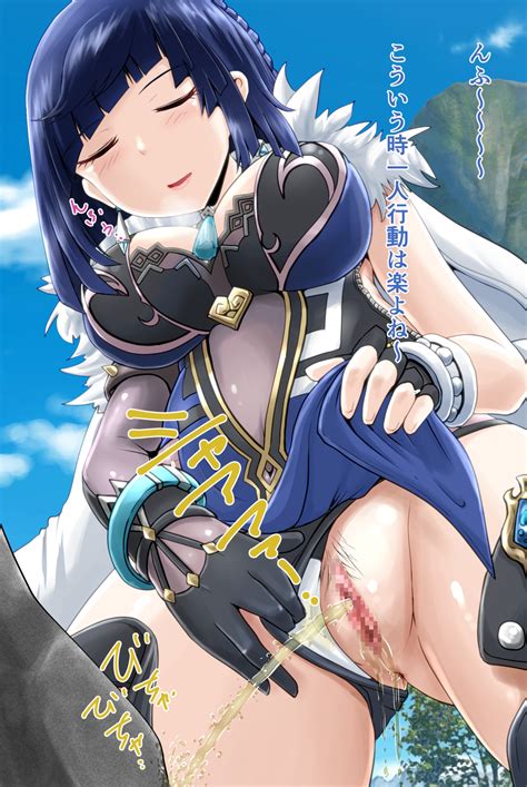 Rule 34 Bangs Blue Hair Censored Clothes Lift Female Female Focus