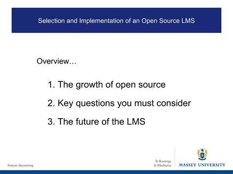Selection And Implementation Of An Open Source Learning Management