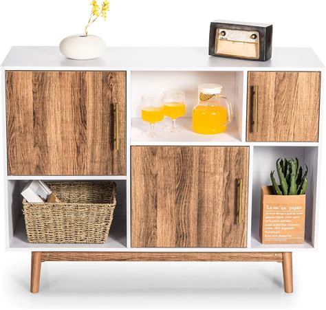 Giantex Holz Aufbewahrungsschrank Sideboard Wohnzimmerschrank