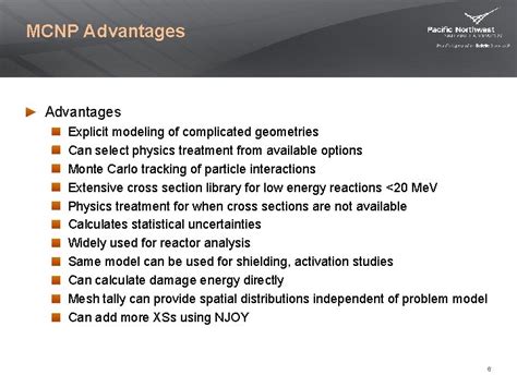 Mcnp Status David Wootan Pacific Northwest National Laboratory