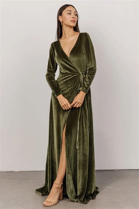 Khaki Green Dress For Wedding Guest