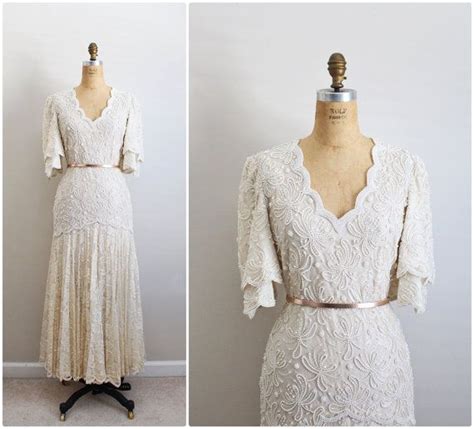 Vintage Ivory Beaded Wedding Dress