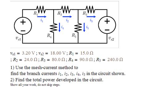 Solved Vs1 3 20 V Vs2 18 00 Chegg