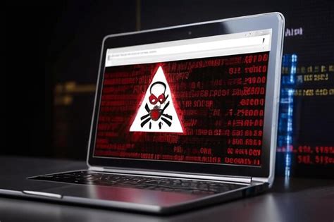 System Hacked Warning Alert On Notebook Laptop Cyber Attack On Computer Network Virus Spyware