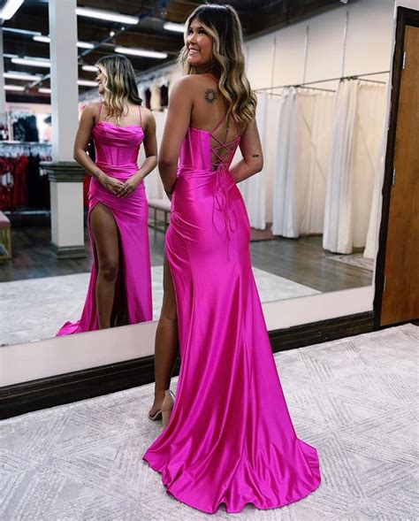 Sexy Mermaid Spaghetti Straps Prom Dress With Split Prom Dress 2023