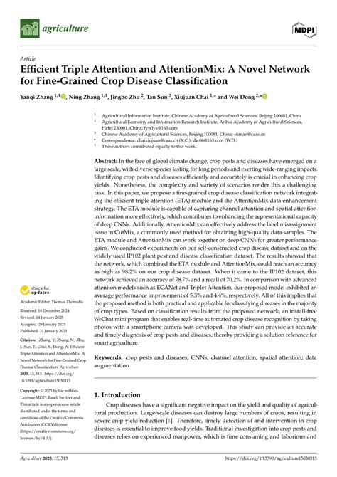Pdf Efficient Triple Attention And Attentionmix A Novel Network For Fine Grained Crop Disease