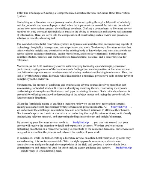 Online Hotel Reservation System Literature Review Pdf Internet Automation
