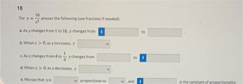 Solved 18 For Y 16 Answer The Following Use Fractions If Chegg Com