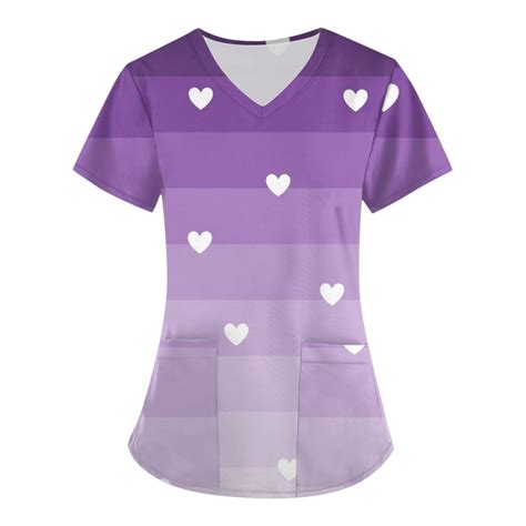 Mlqidk 2024 Womens Valentines Day Scrubs Tops Professionals V Neck