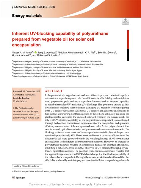 Inherent Uv Blocking Capability Of Polyurethane Prepared From Vegetable