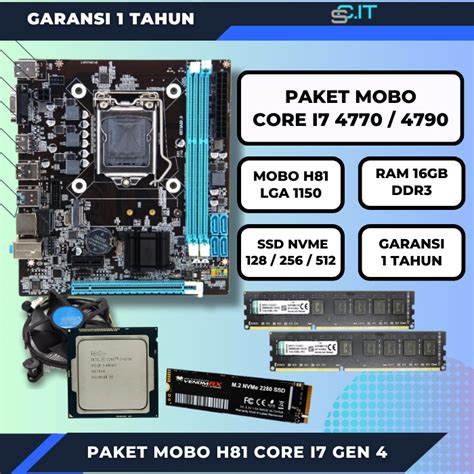 Jual Paket Motherboard Intel Core I7 Gen 4 Ssd Nvme Paket Mobo H81
