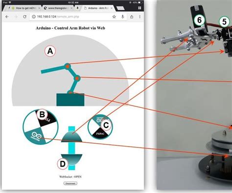 Arduino Control Robot Arm Via Web Arduino Robot Arm Arduino Arm