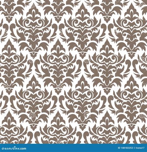 Damask Vector Pattern Simple Seamless Flower Elegant Stock Illustration