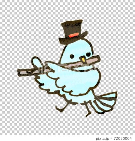 フルートを吹く小鳥のイラストのイラスト素材 72050004 PIXTA