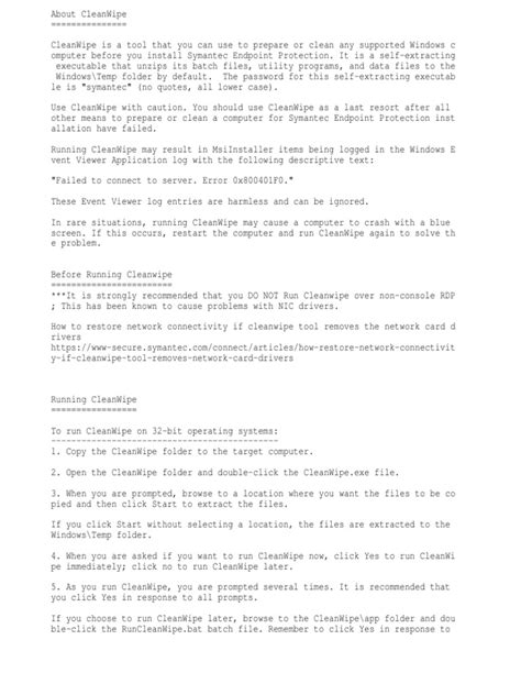 Symantec Cleanwipe Pdf Computers