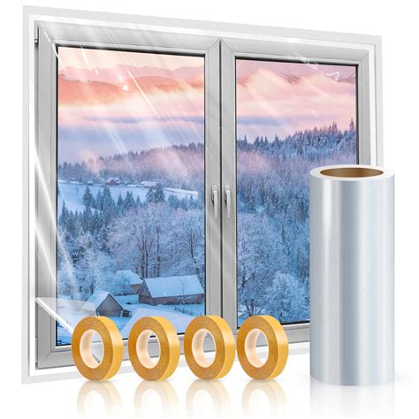 Window Insulation Kit 63 × 394 Inch Plastic Window Covering For Winter
