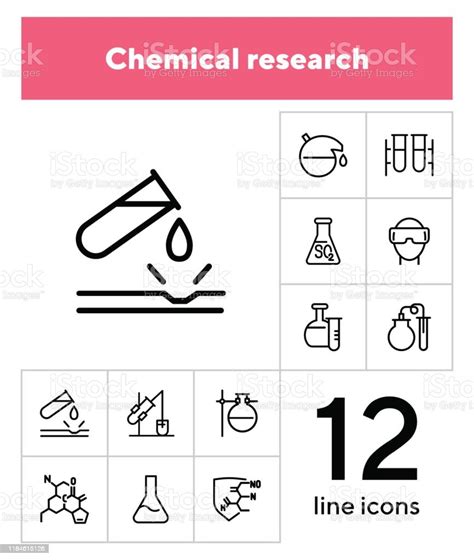 化學研究線圖示集向量圖形及更多一組物體圖片 一組物體 互聯網 俄羅斯 Istock