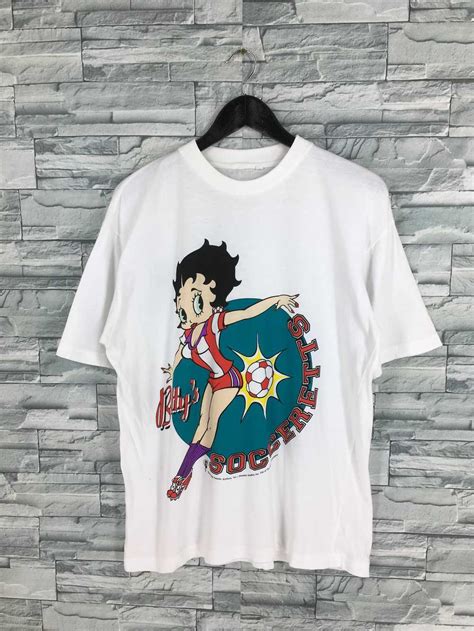Vintage Betty Boop Sexy Socceretts T Shirt White Women Betty Boop Shirt