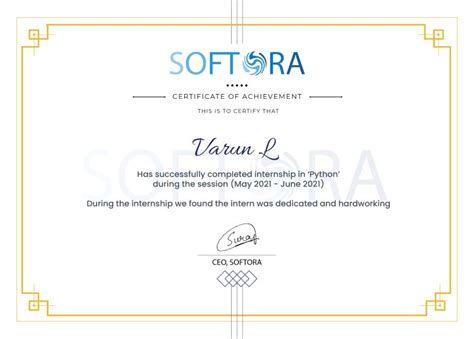 Varun L On Linkedin Successfully Completed My Internship At Softora