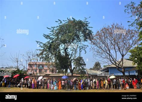 Dimapur India 27th Feb 2023 Voters Stand In Queue To Cast Their