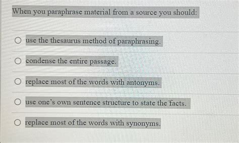 solved when you paraphrase material from a source you