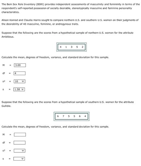 Solved The Bem Sex Role Inventory Bsri Provides Independent