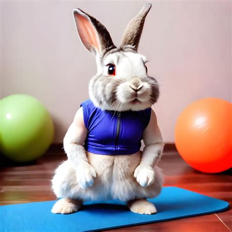 Premium Photo Hot Cute Little Bunny Rabbit Wearing Workout Clothes