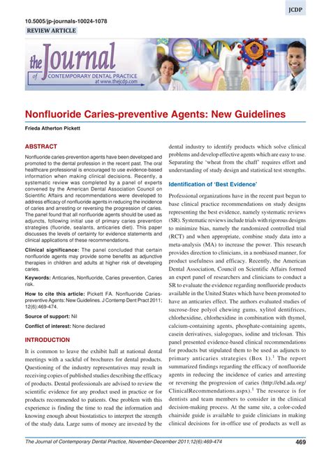 Pdf Nonfluoride Caries Preventive Agents New Guidelines