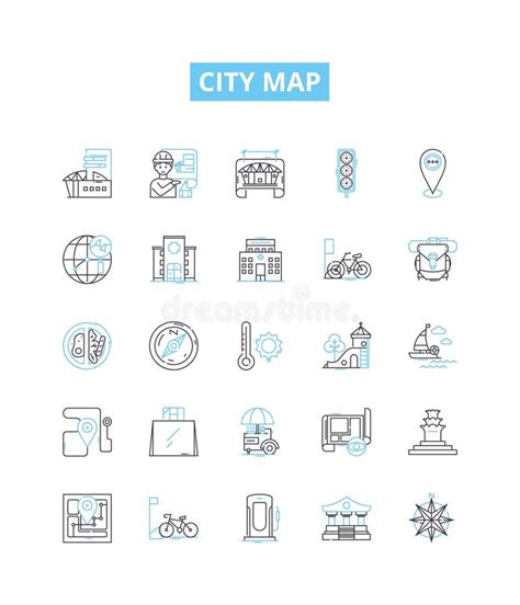City Map Vector Line Icons Set City Map Urban Layout Cartography