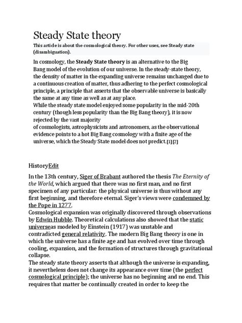 Steady State Theory Pdf Big Bang Physical Cosmology