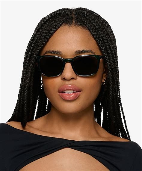 Airglow Square Crystal Green Frame Prescription Sunglasses