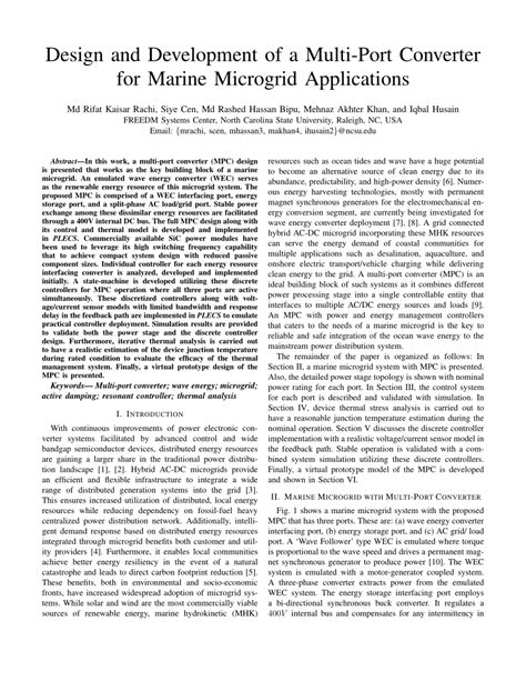 Pdf Design And Development Of A Multi Port Converter For Marine Microgrid Applications