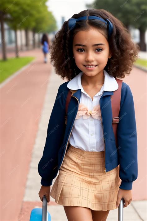 Premium Ai Image Little Model School Girl Back To School