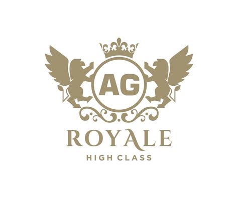 Golden Letter Ag Template Logo Luxury Gold Letter With Crown Monogram